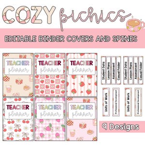 Editable Binder Labels and Spine Labels | Cozy Pink Picnics Themed ...