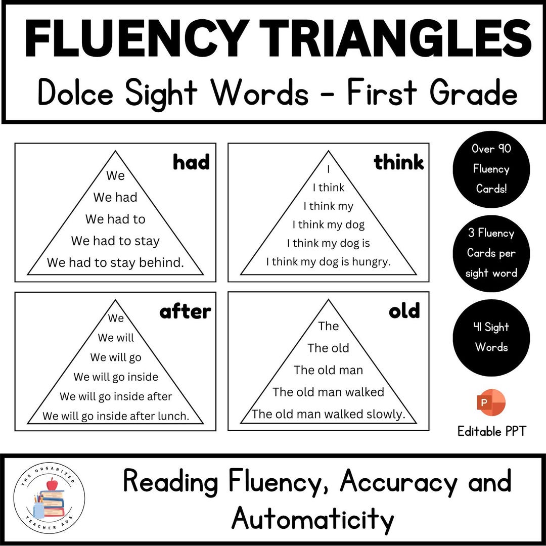 Editable Fluency Triangles | Dolce Sight Words First Grade/year 1 ...