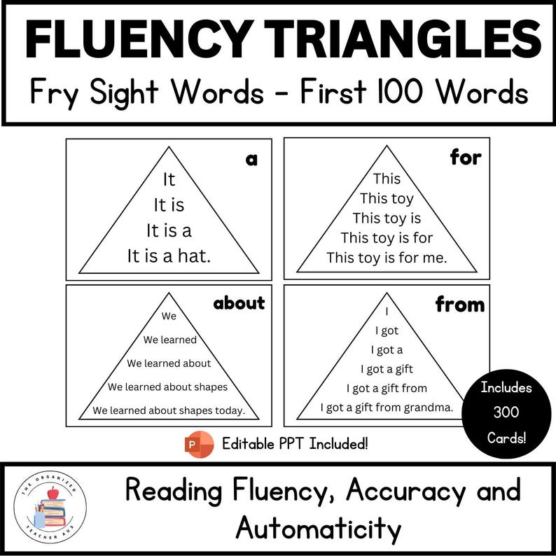 Triángulos de fluidez editables / Tarjetas de fluidez de lectura de las ...