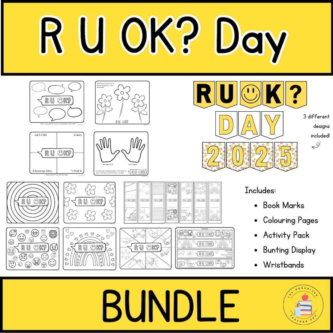 R U OK? Day | Resource and Activity BUNDLE | Colouring Pages, Bookmarks ...