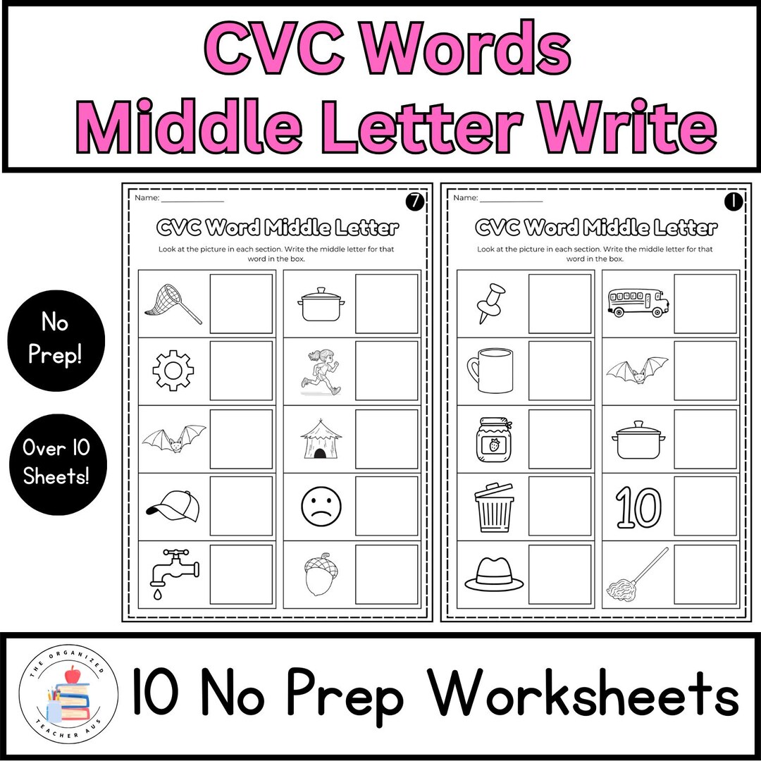 CVC Word Middle Letter Identification and Write | Early Phonics ...