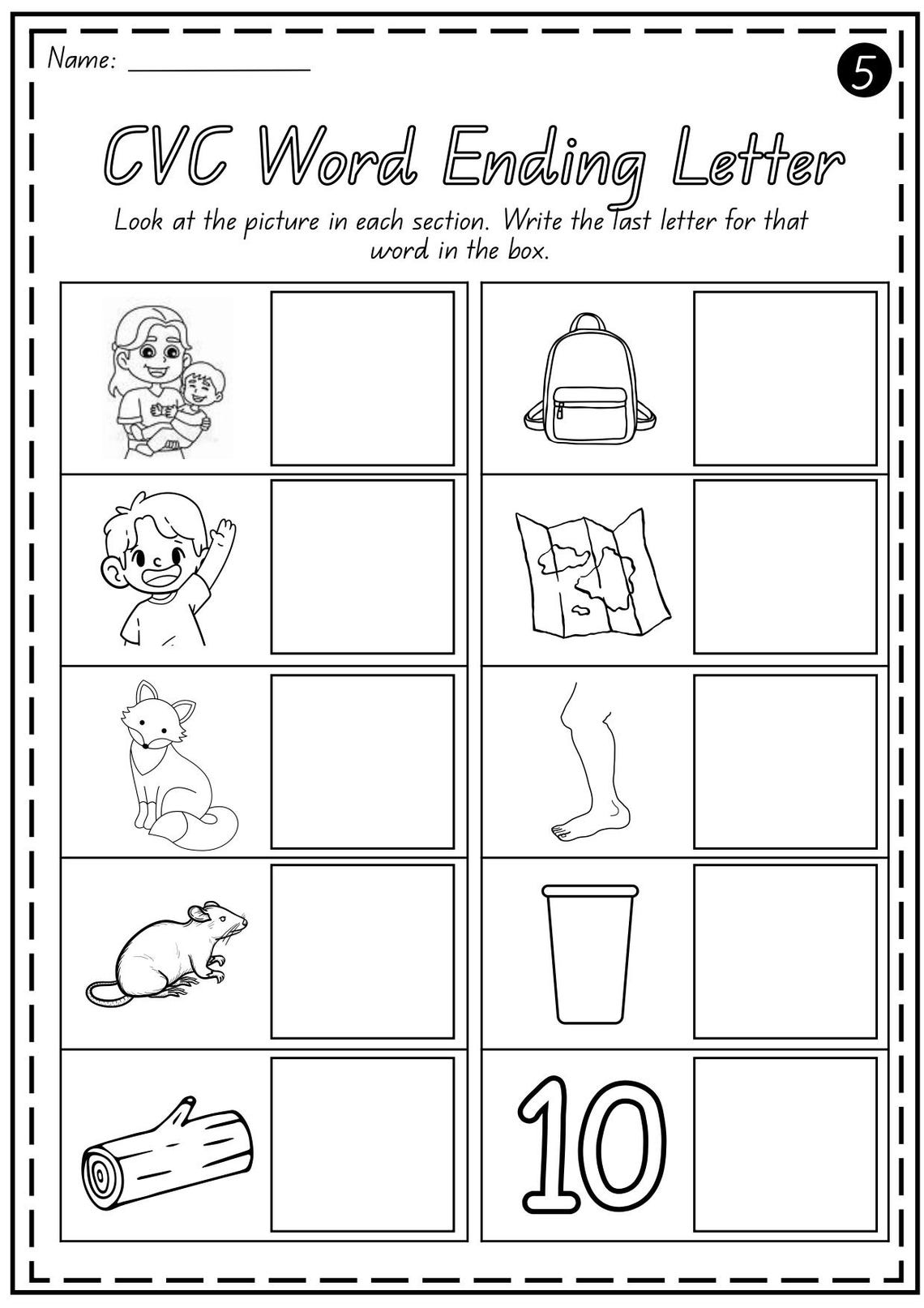 TAS Font | CVC Word Ending Letter Identification and Write | Early ...