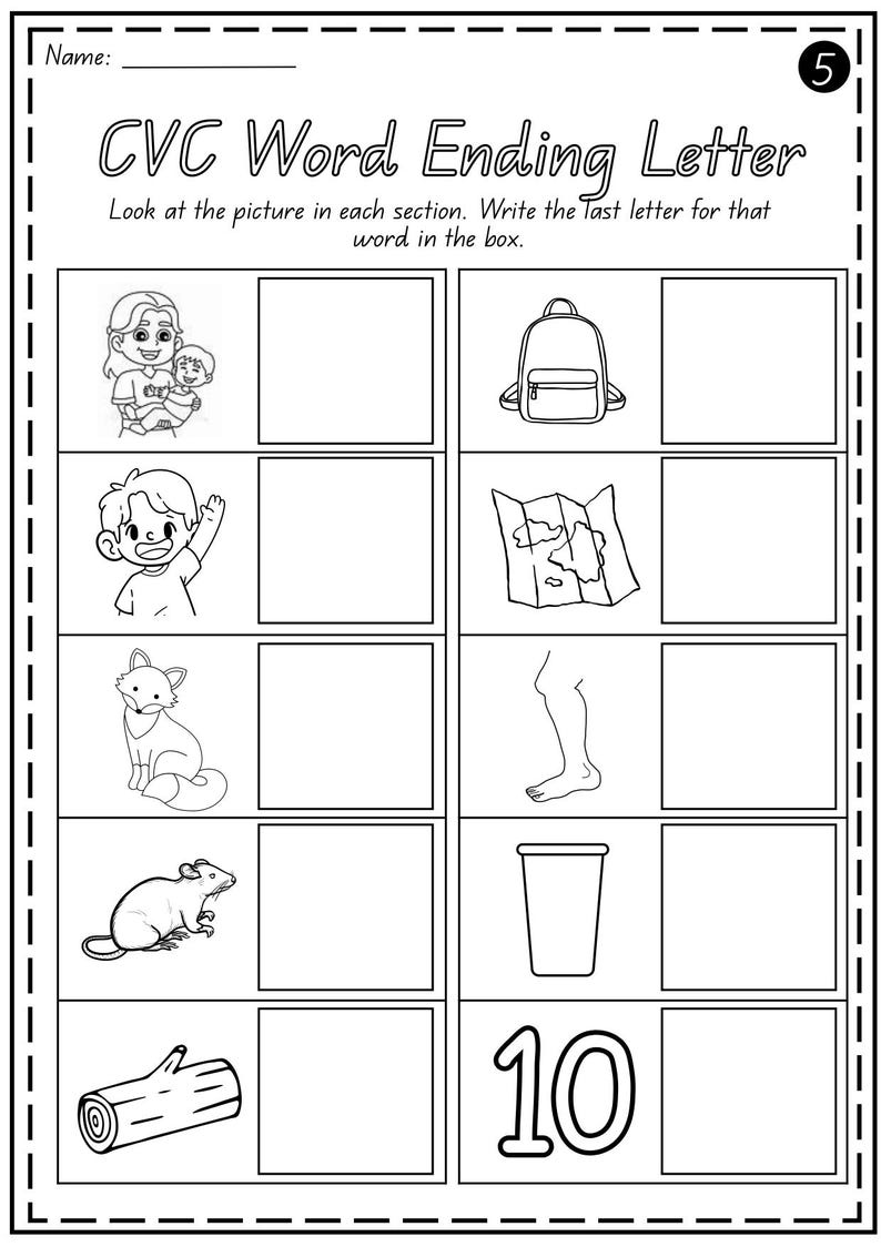 TAS Font | CVC Word Ending Letter Identification and Write | Early ...