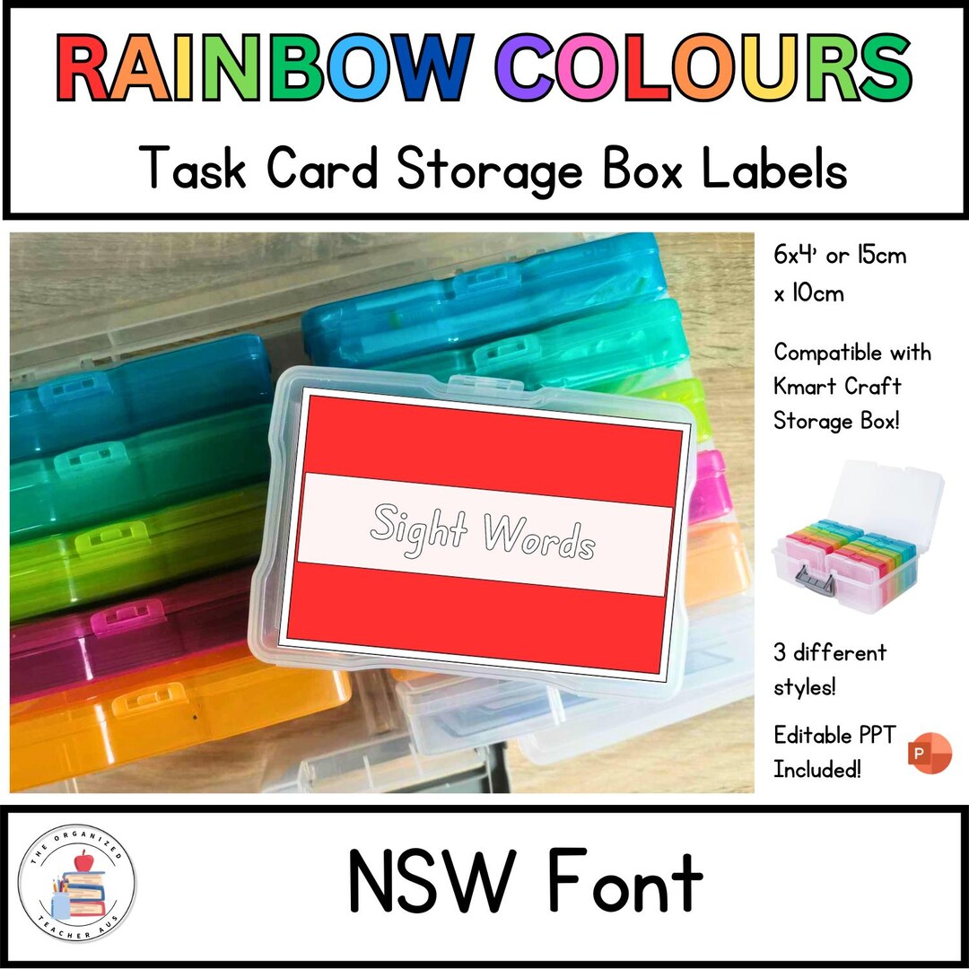 NSW Font | Editable Task Card Box Labels | Pastel Colours | Kmart Craft ...