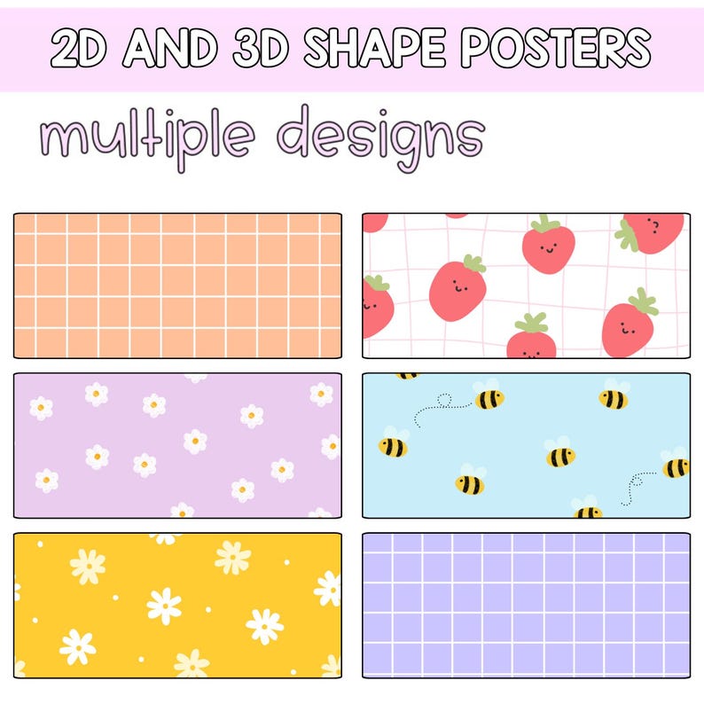 Cute Pastels 2D and 3D Shape Properties Posters | Mathematics Visual ...