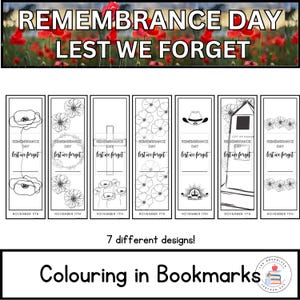 Remembrance Day | Lest We Forget | Commemorative Colouring Bookmarks - Etsy