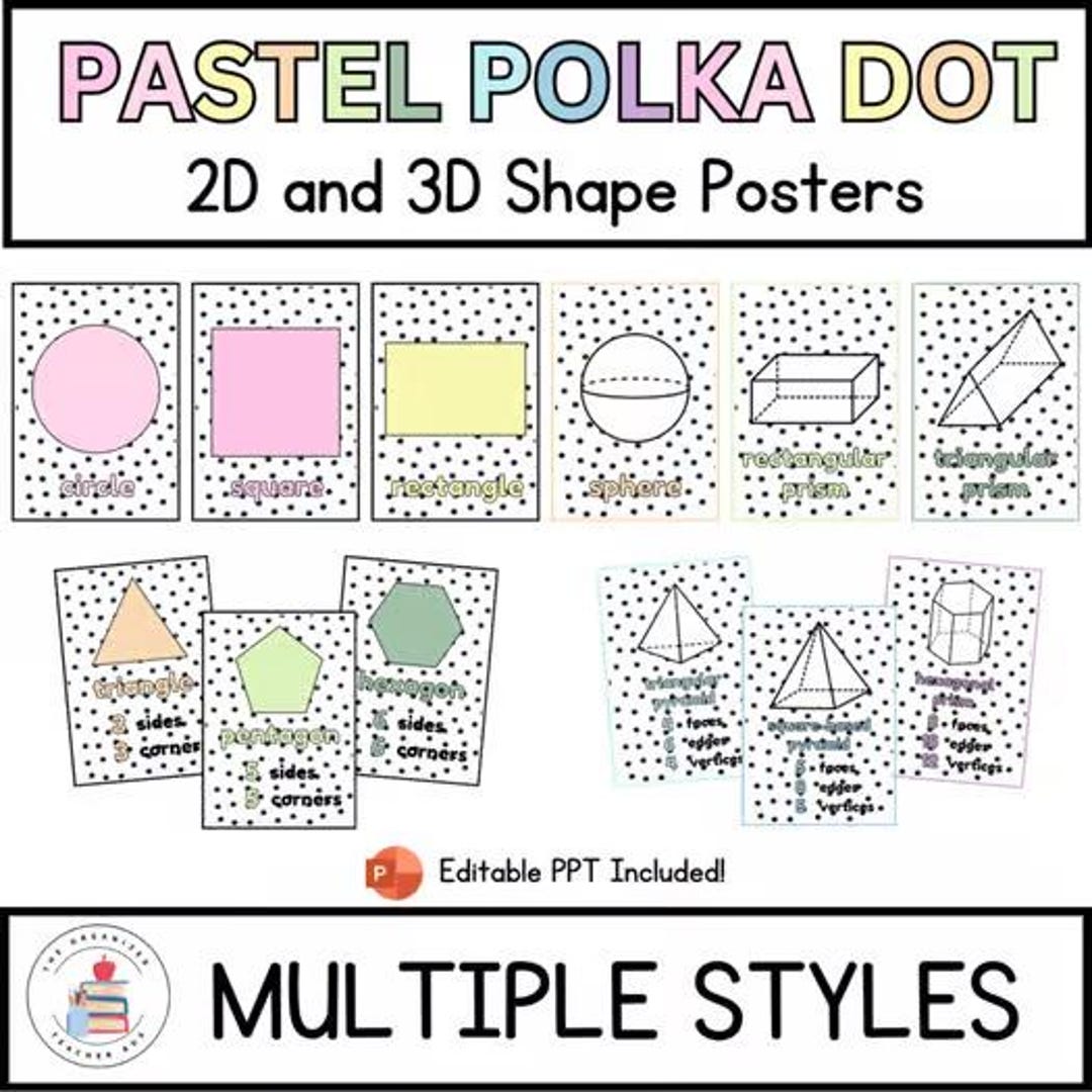 Pastel Polka Dot | Editable 2D and 3D Shape Properties Posters ...