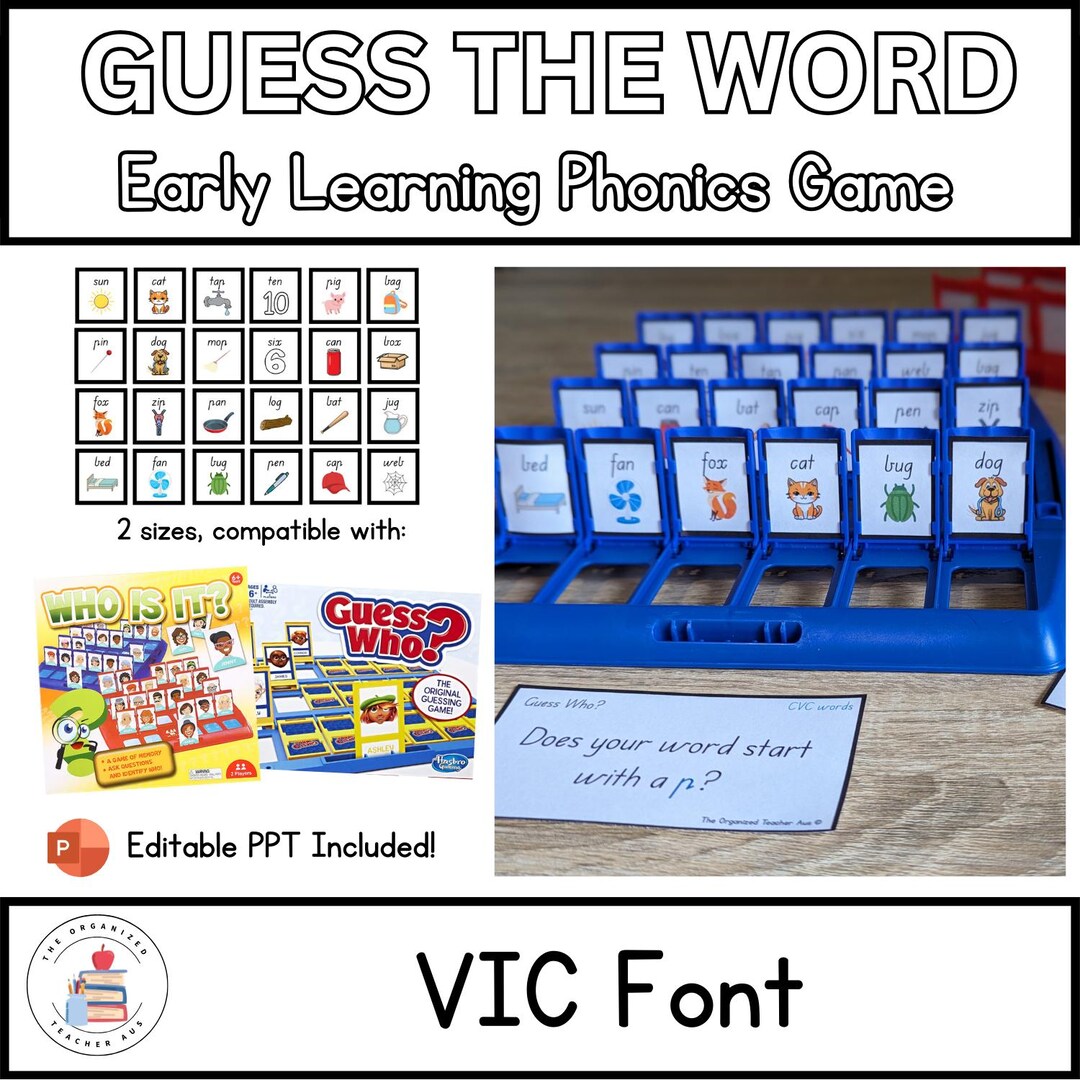 VIC Font | Guess Who? Guess the Word Phonics Game | Beginning Sounds ...