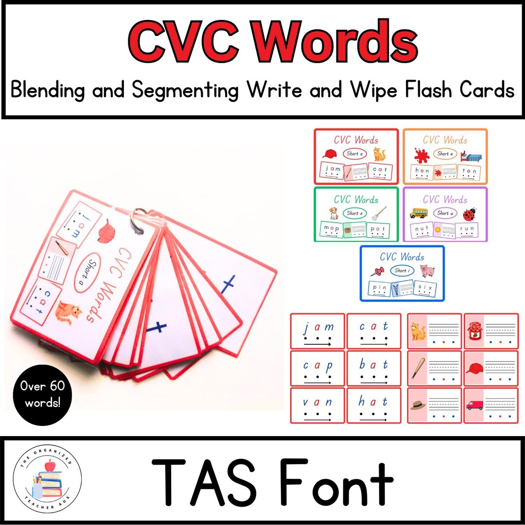 TAS Font | Editable CVC Flip Charts | Beginning Reading and Writing ...