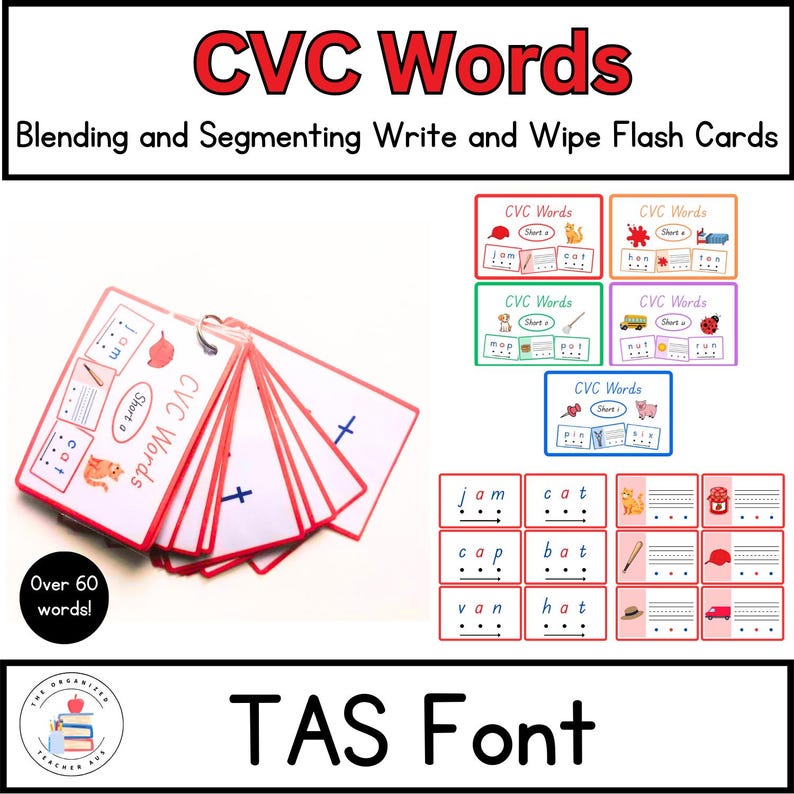TAS Font | Editable CVC Flip Charts | Beginning Reading and Writing ...