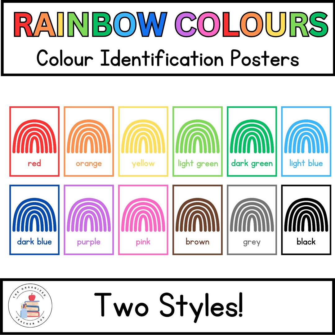 Rainbow Themed Color/colour Identification Posters | Rainbow Classroom ...