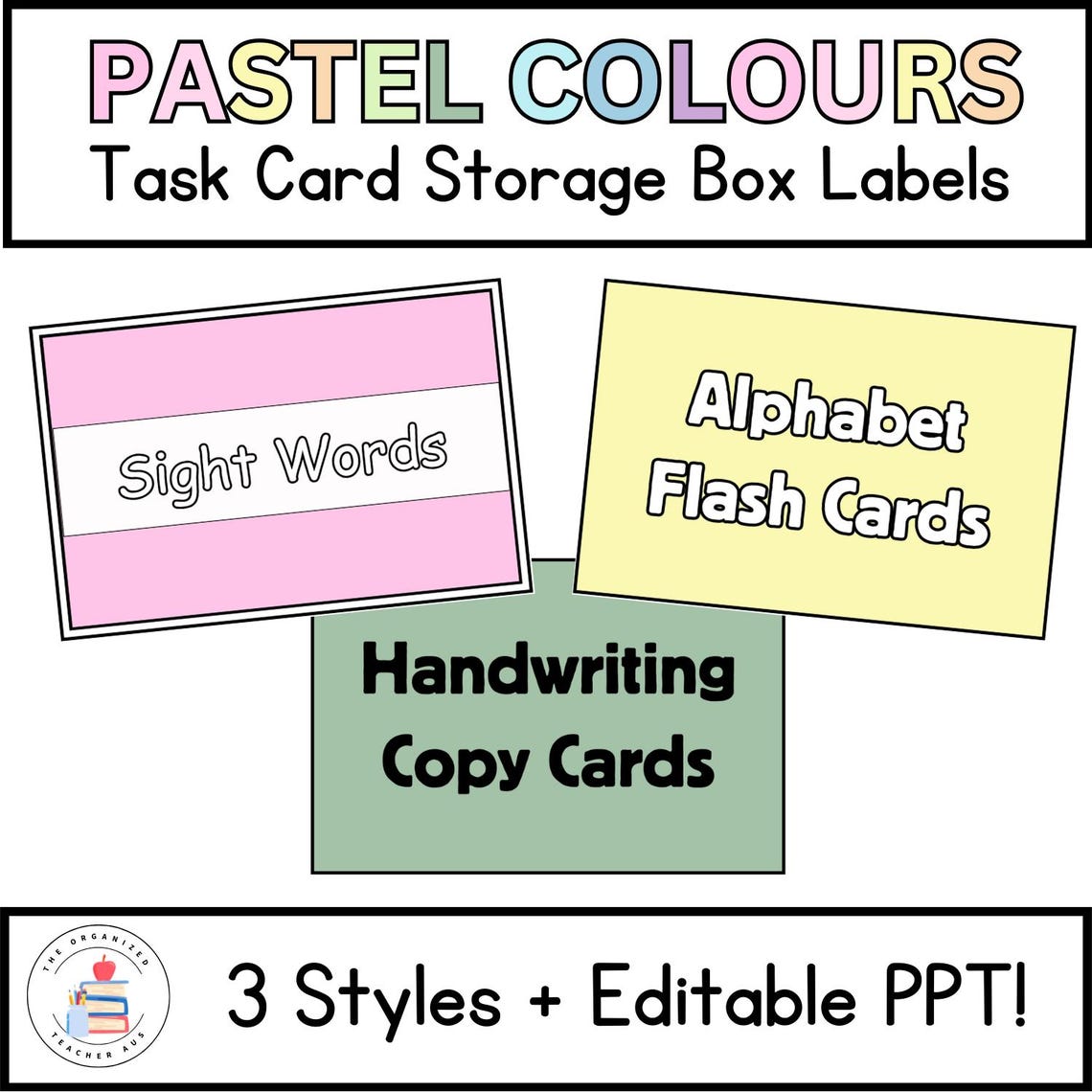 Editable Task Card Box Labels | Pastel Colours | Kmart Craft Storage ...
