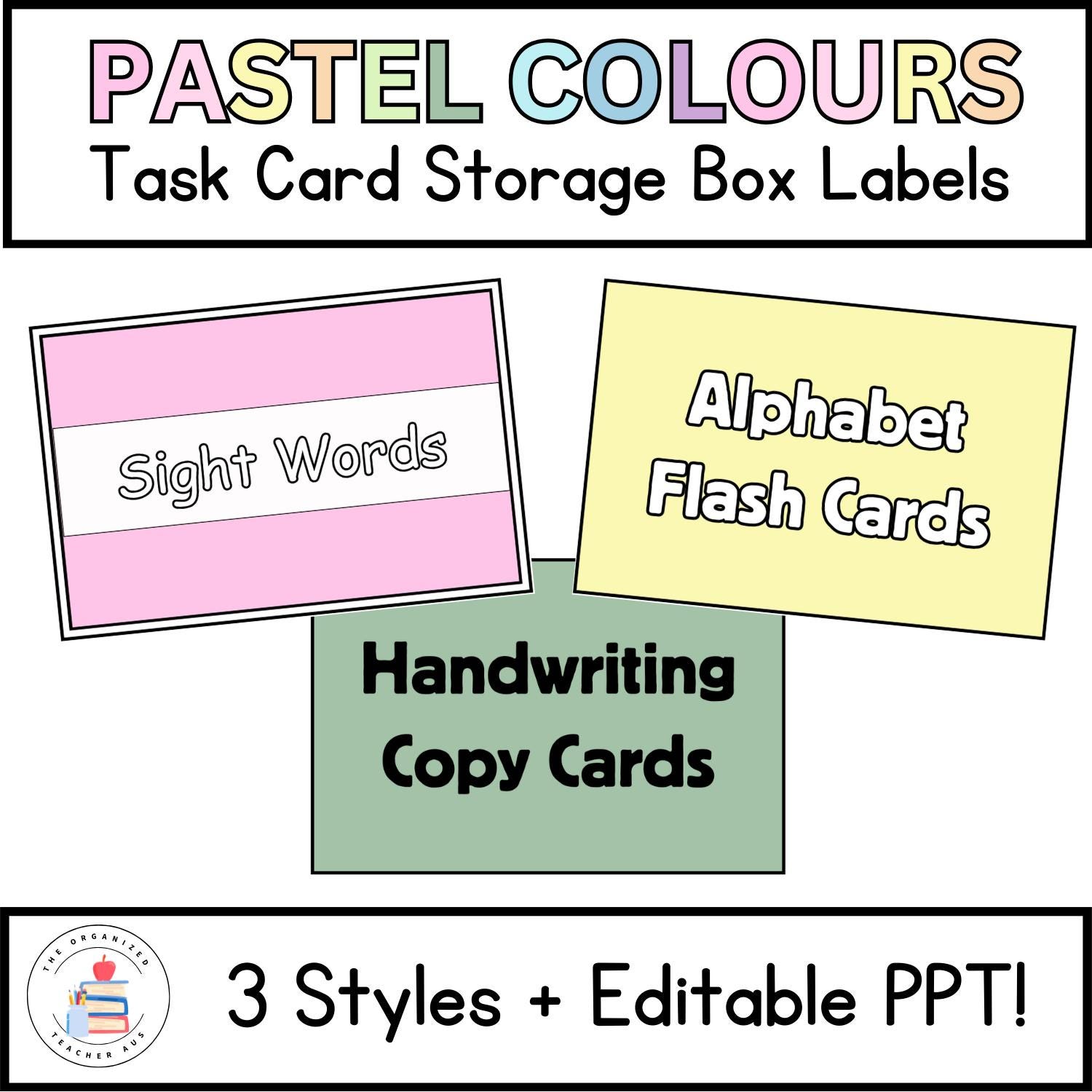Editable Task Card Box Labels | Pastel Colours | Kmart Craft Storage ...