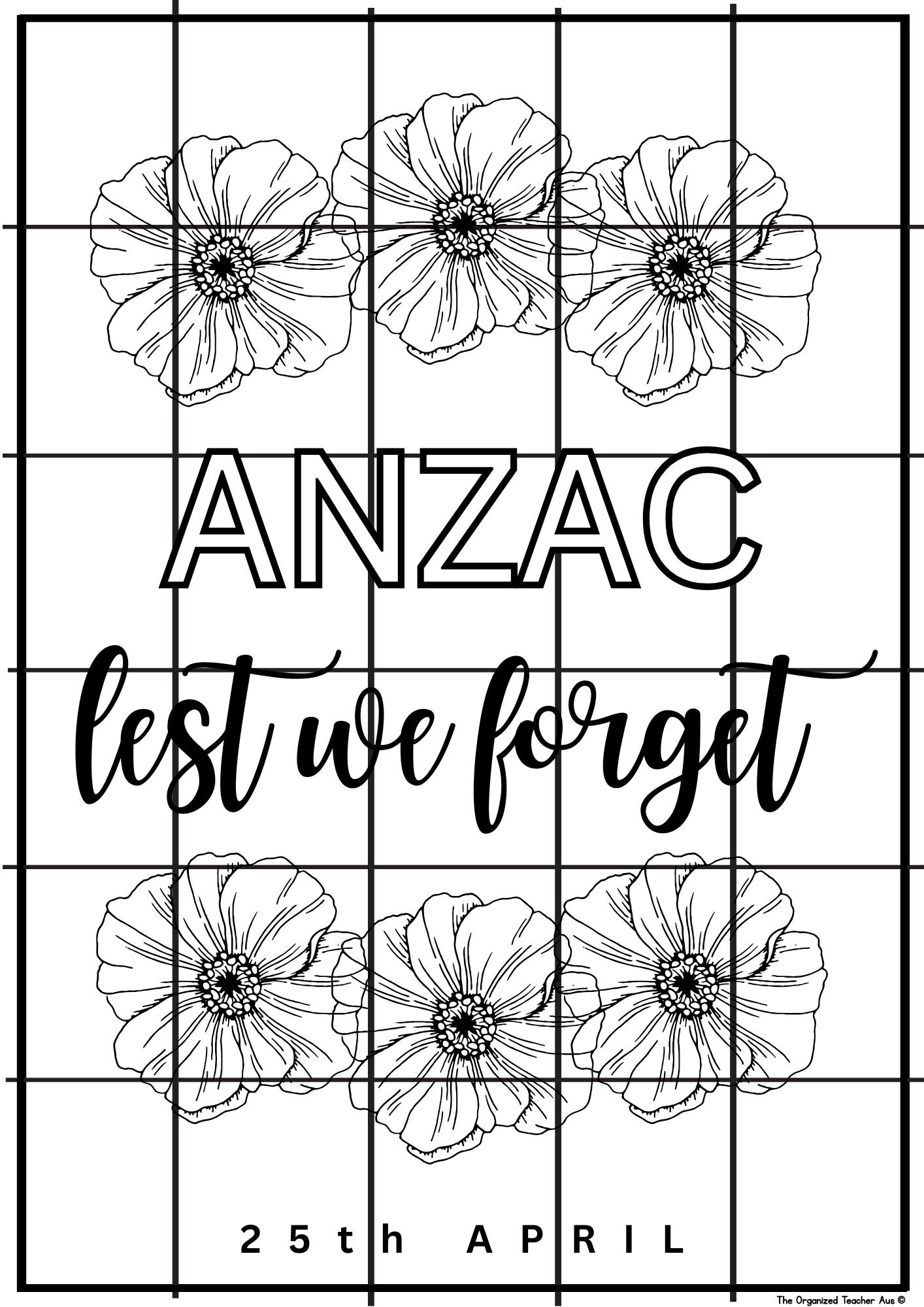 ANZAC Day | Lest We Forget | Commemorative Collaborative Colour Display ...