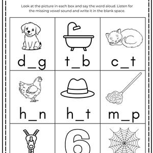 CVC Word | Middle Sound Sort | Median Vowel Sound Identify & Write ...