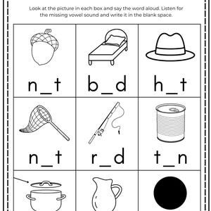 CVC Word | Middle Sound Sort | Median Vowel Sound Identify & Write ...