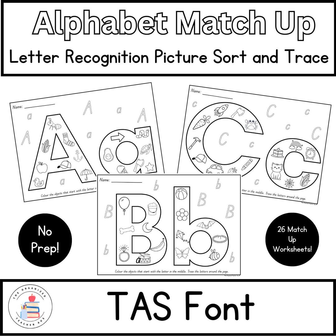 TAS Font | Alphabet Letter Recognition | Beginning Sounds Letter ...