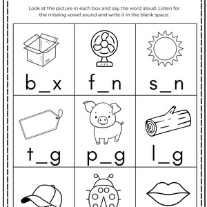 CVC Word | Middle Sound Sort | Median Vowel Sound Identify & Write ...