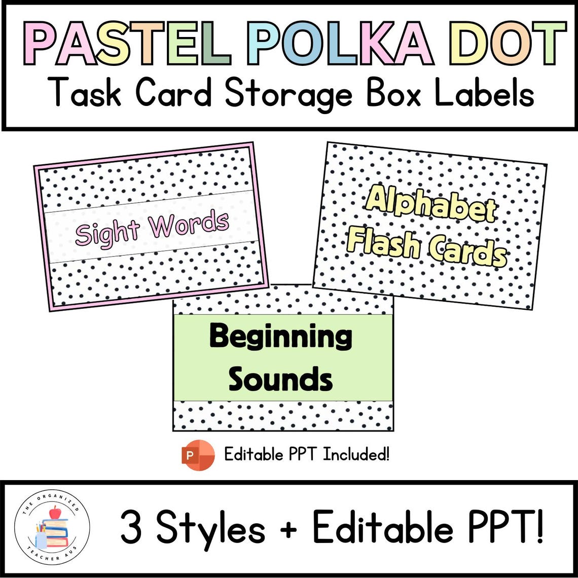 Editable Task Card Box Labels | Pastel Polka Dot Decor | Kmart Craft ...