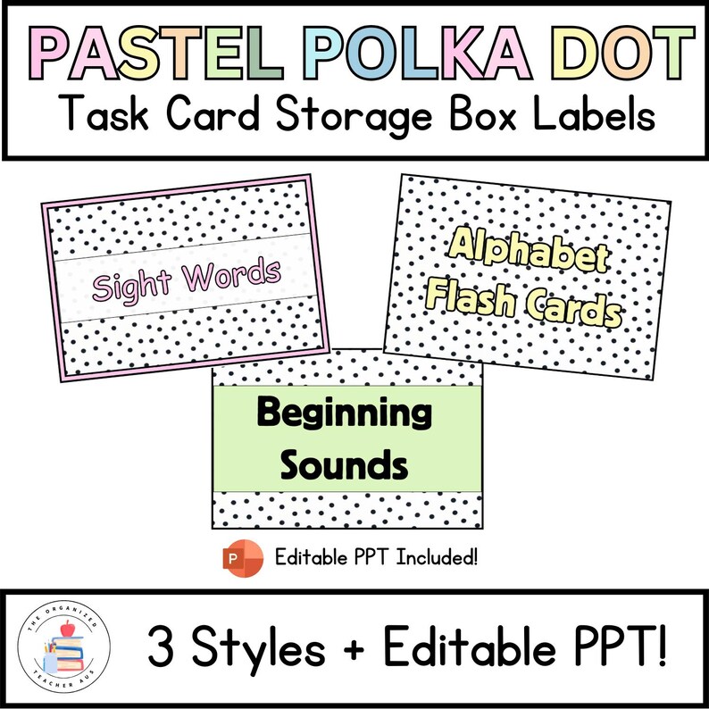 Editable Task Card Box Labels | Pastel Polka Dot Decor | Kmart Craft ...