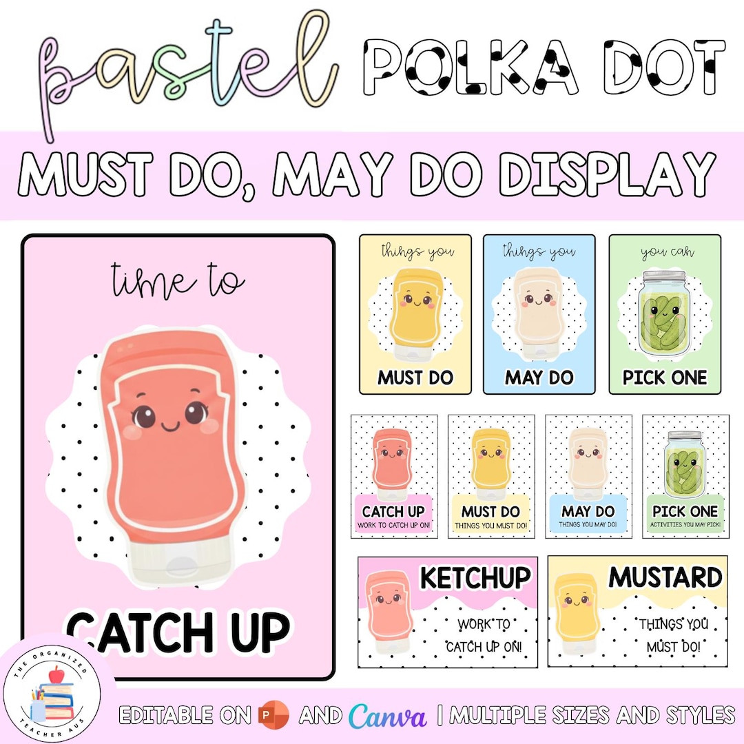 Editable Pastel Polka Dot Must Do, May Do Display | Classroom Work ...
