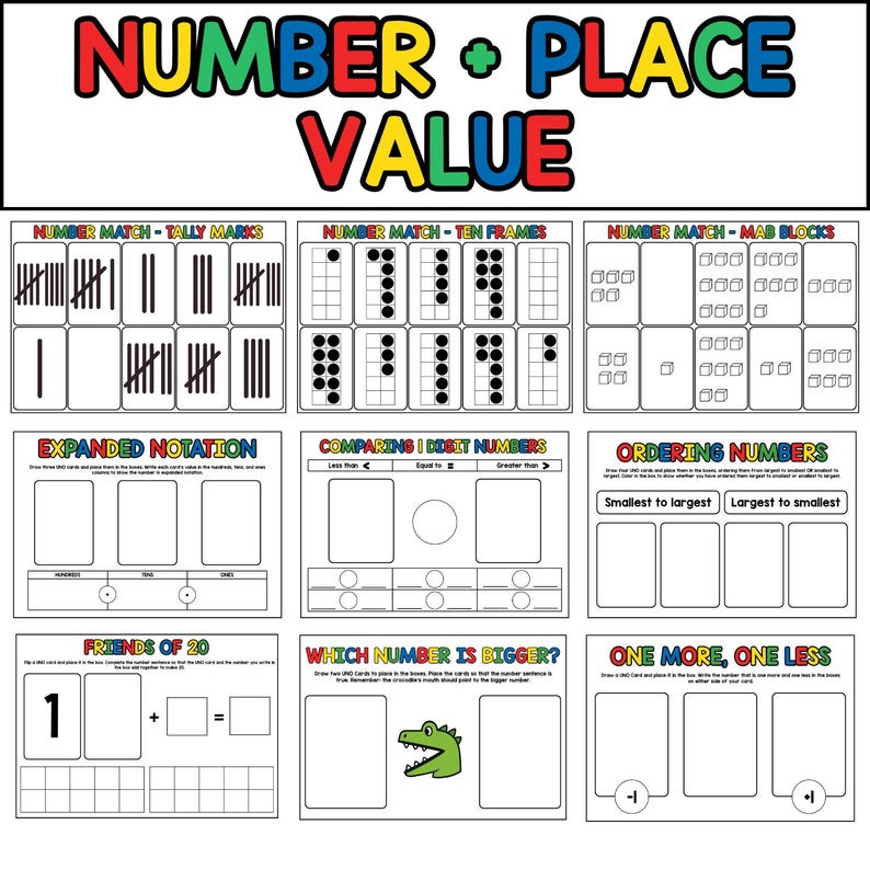 UNO Card Math Center Game Templates | K-3 MEGA Bundle | 80+ Pages ...