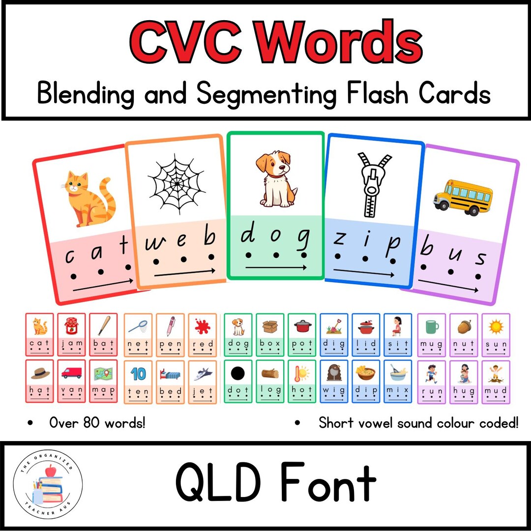 QLD Font | Early Learning CVC Flash Cards | Beginning Reading ...