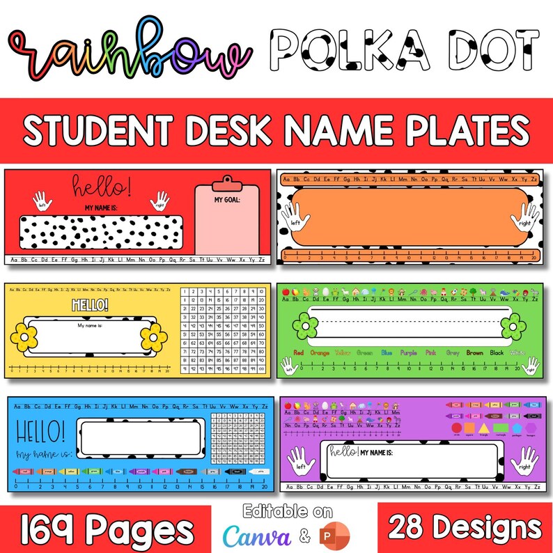 Rainbow Polka Dot Classroom Decor | Editable Teacher Decor | Growing ...