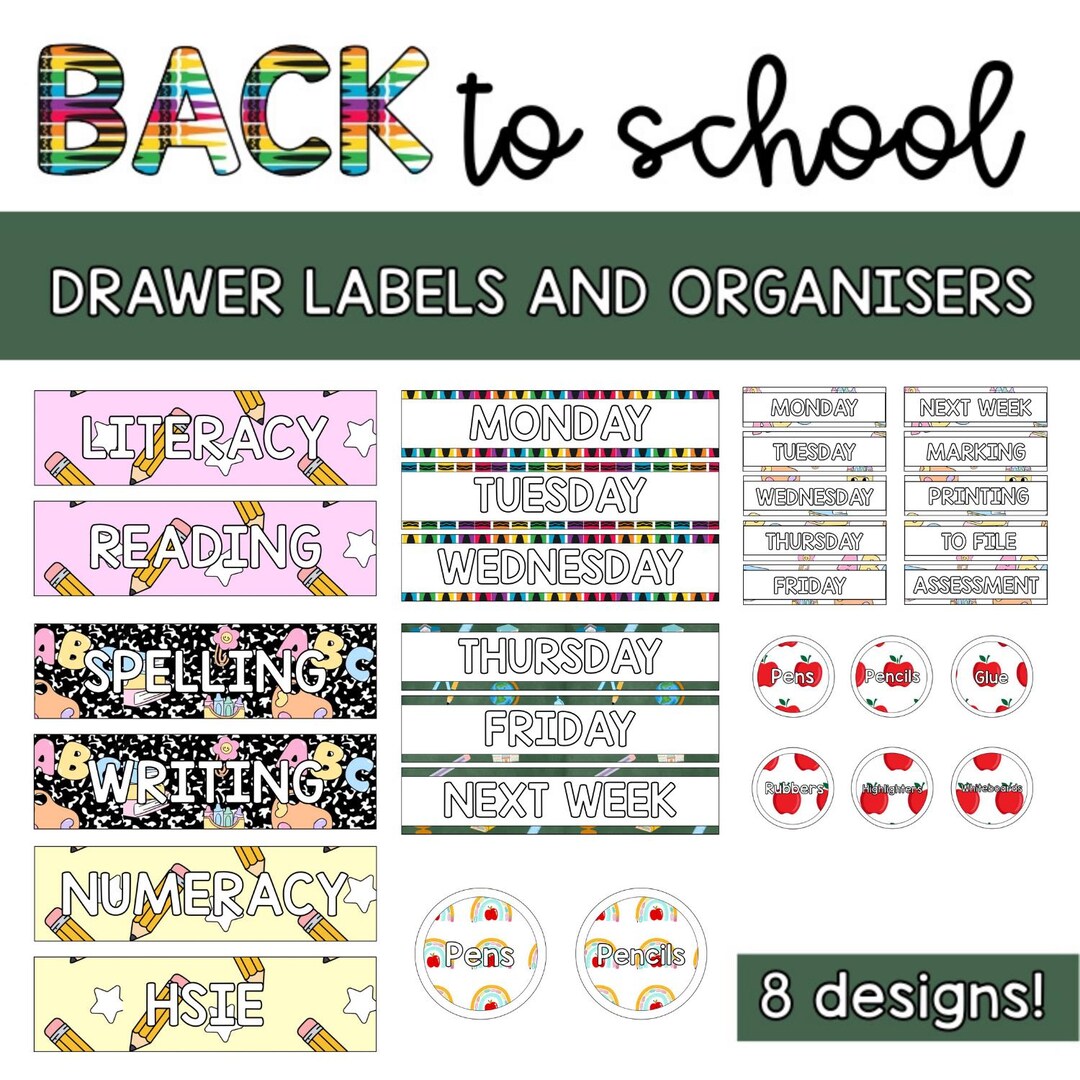 Editable Drawer, Tray & Desk Labels | Back to School Themed Pack ...