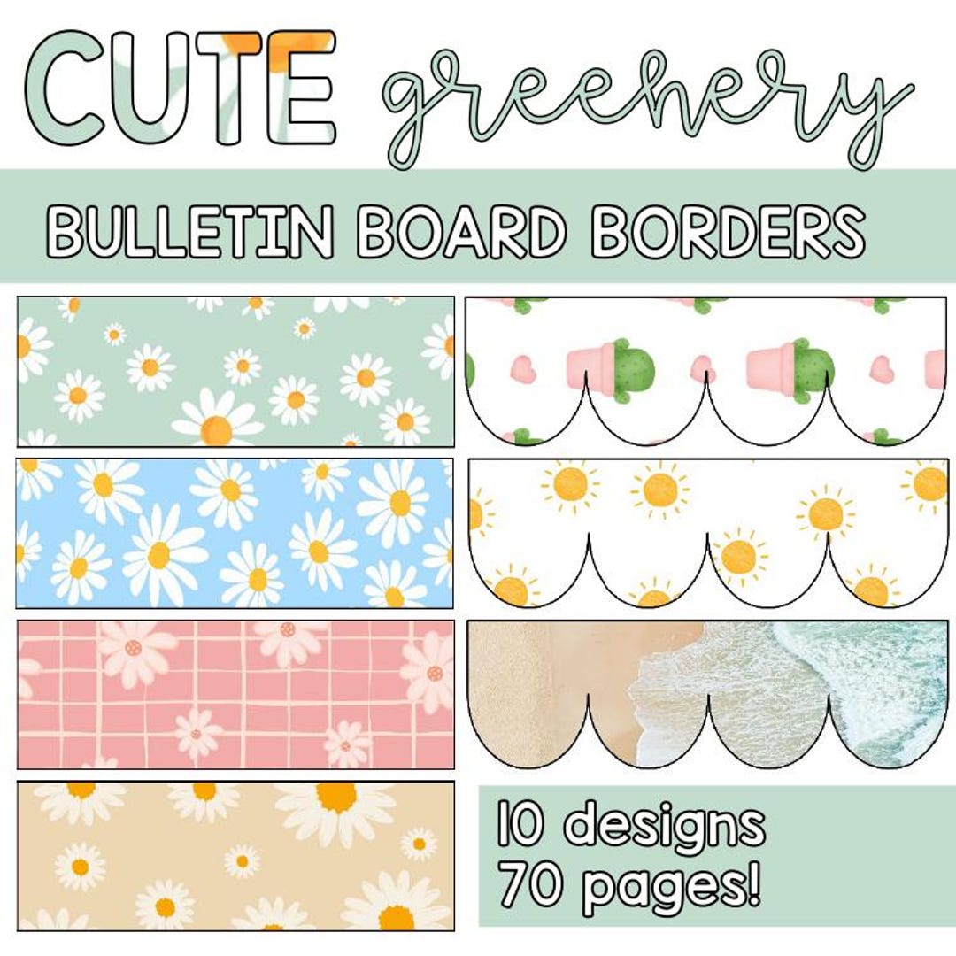 Bulletin Board Border Trims | Cute Greenery Nature | Printable ...