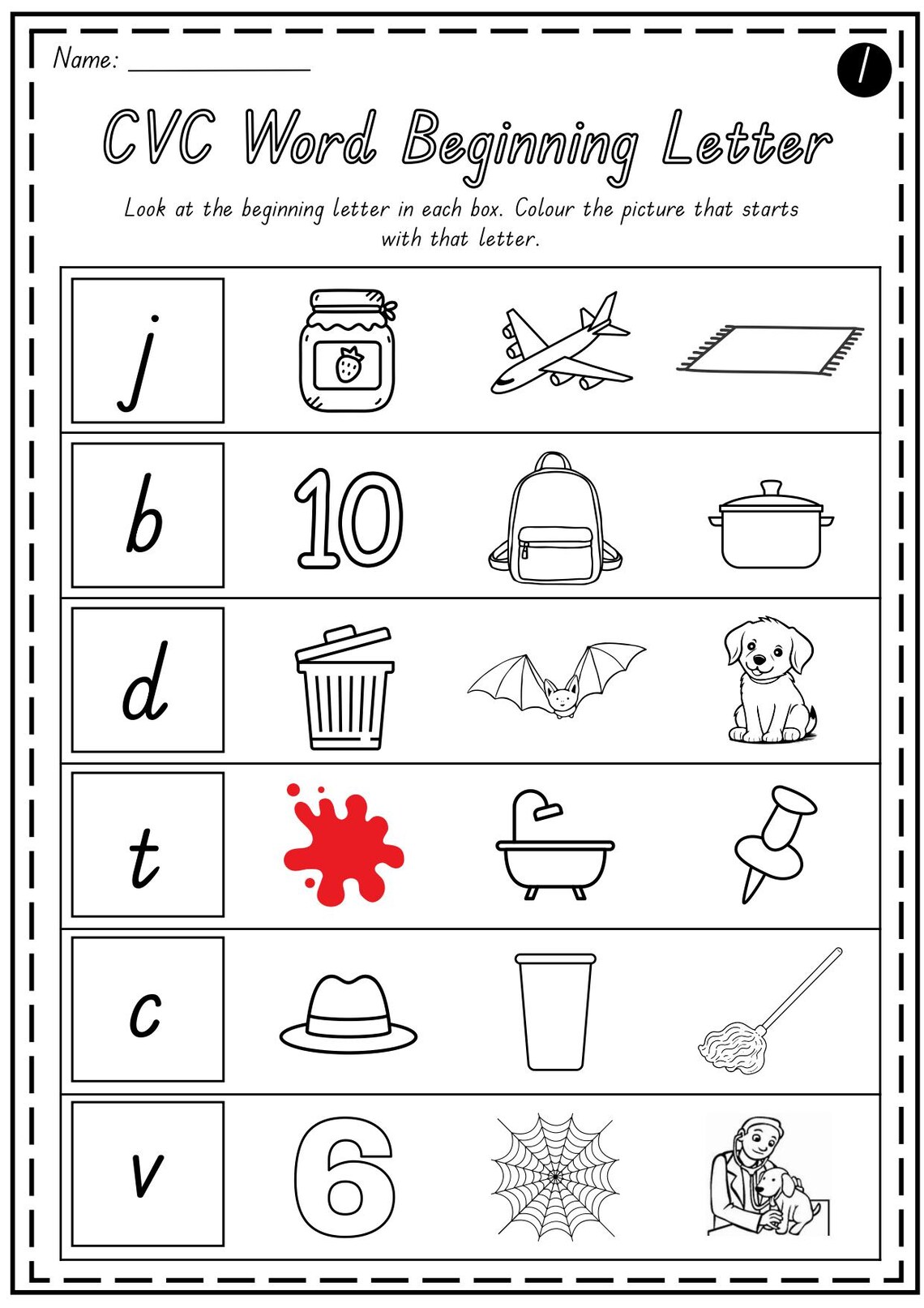 TAS Font CVC Word Beginning Letter Identification and Colour | Early ...