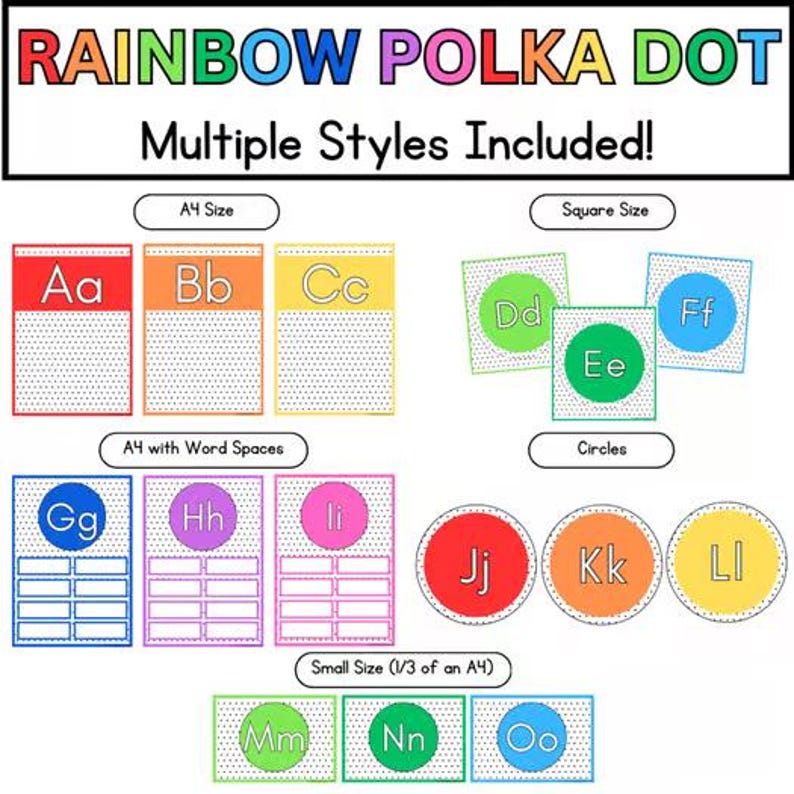 Rainbow Polka Dot Editable Word Wall and Sight Word Cards | Literacy ...