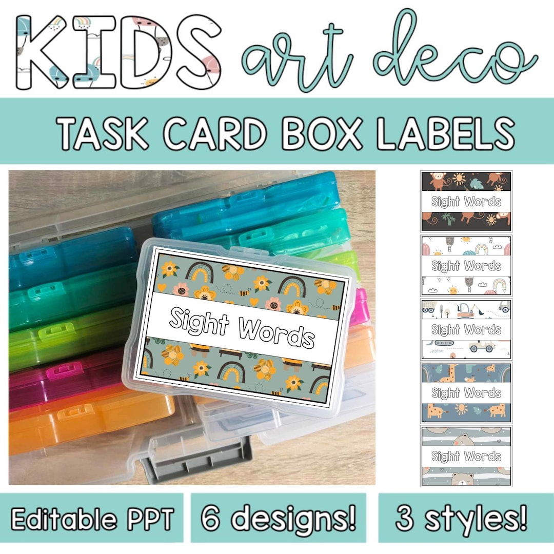 Editable Task Card Box Labels | Kids Art Deco Themed Classroom Decor ...