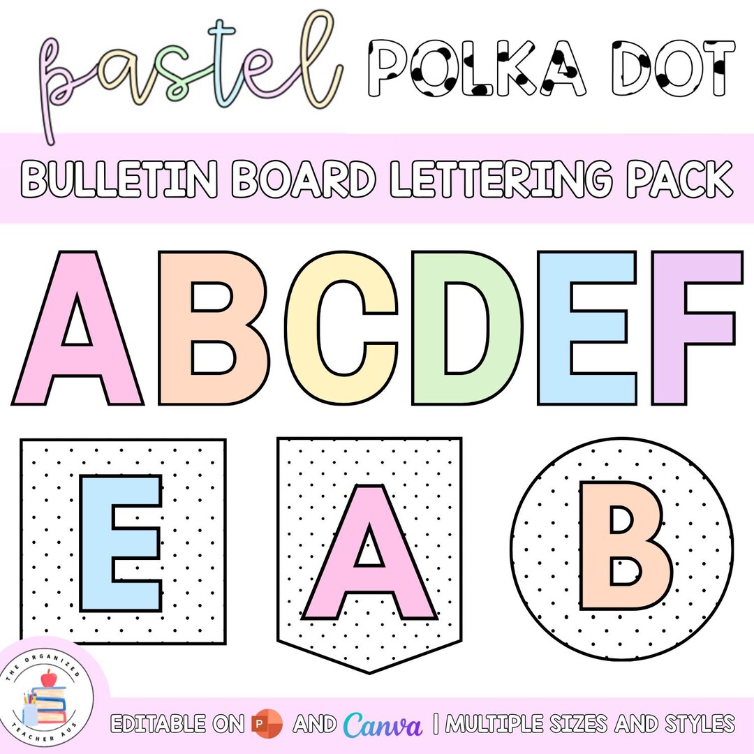 Pastel Polka Dot | Bulletin Board Lettering Display Pack | Visual ...