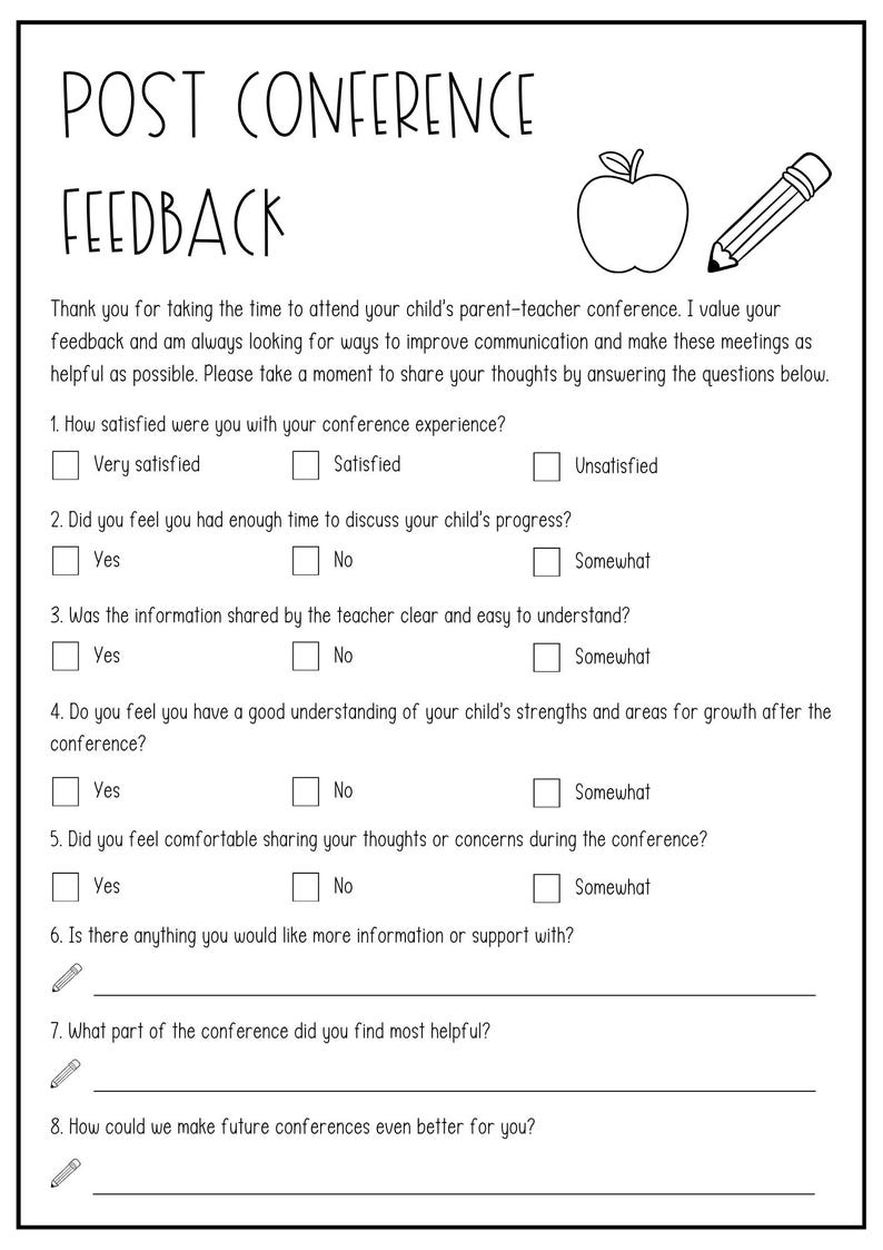 Editable Parent-teacher Conference Toolkit | Printable Forms, Templates ...