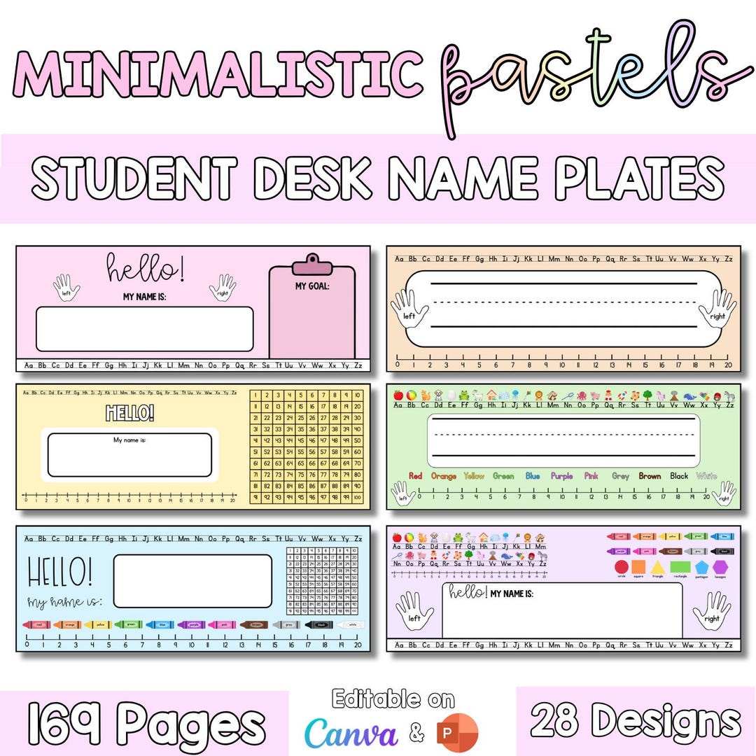 Minimalistic Pastels Editable Student Desk Name Plates | Name Tag ...