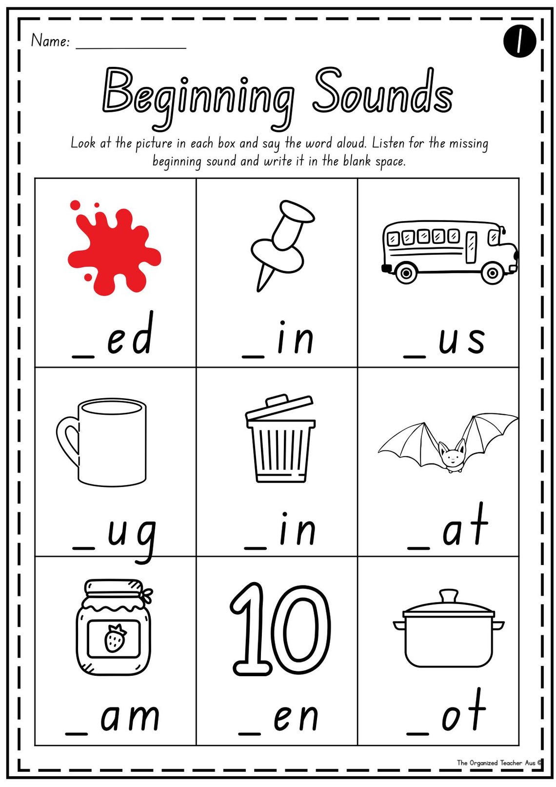NSW Font | CVC Word | Beginning Sound Sort | Initial Sound Identify ...