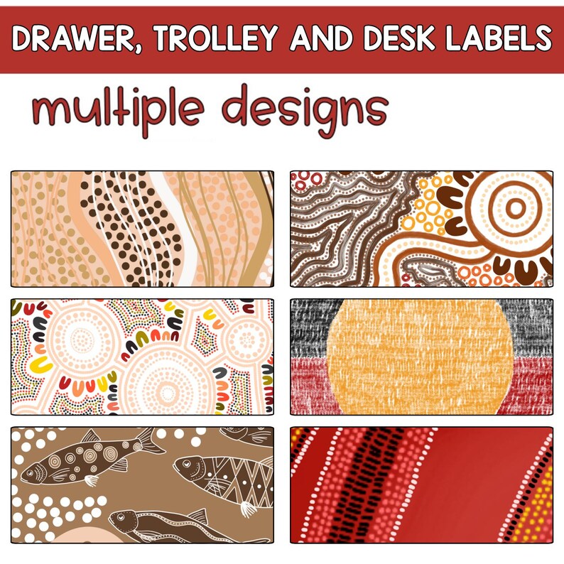 Editable Drawer, Trolley & Desk Labels | Aboriginal Artwork Themed Pack ...