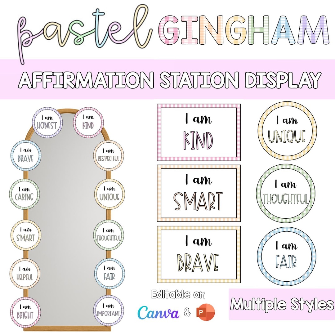 Pastel Gingham Positive Affirmation Station | Wellbeing and Mindfulness ...