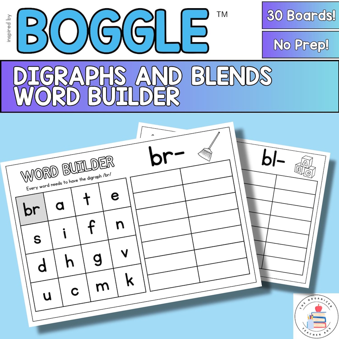 Digraphs & Blends BOGGLE Word Builder | Phonics Word Work Game | Early ...