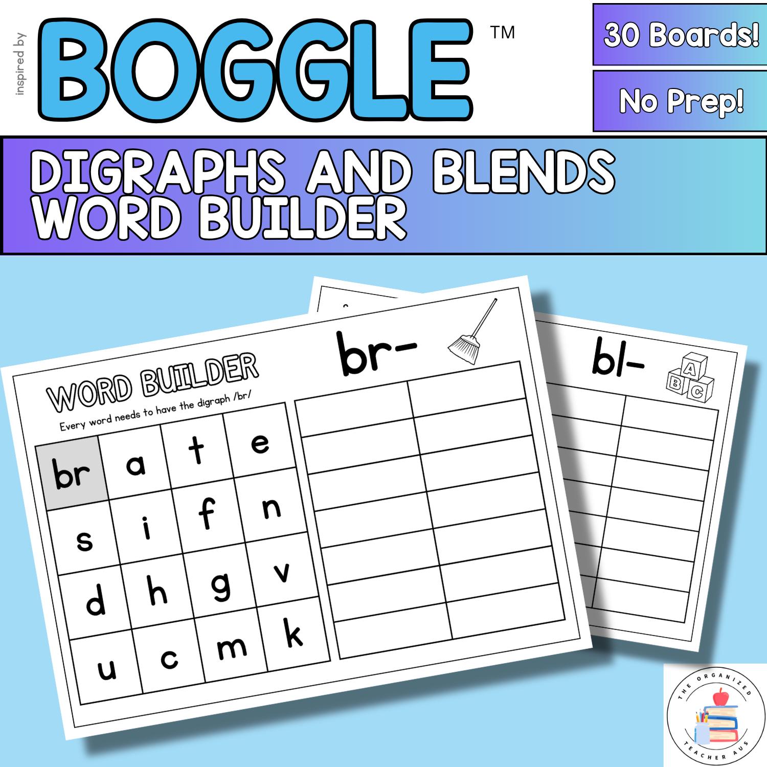 Digraphs & Blends BOGGLE Word Builder | Phonics Word Work Game | Early ...