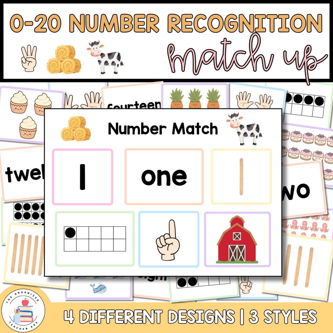0-20 Number Match up Game | Prep/kindergarten Number Sense and ...