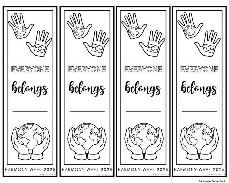 Harmony Day/week 2025 | Everyone Belongs | Colouring Book Marks - Etsy