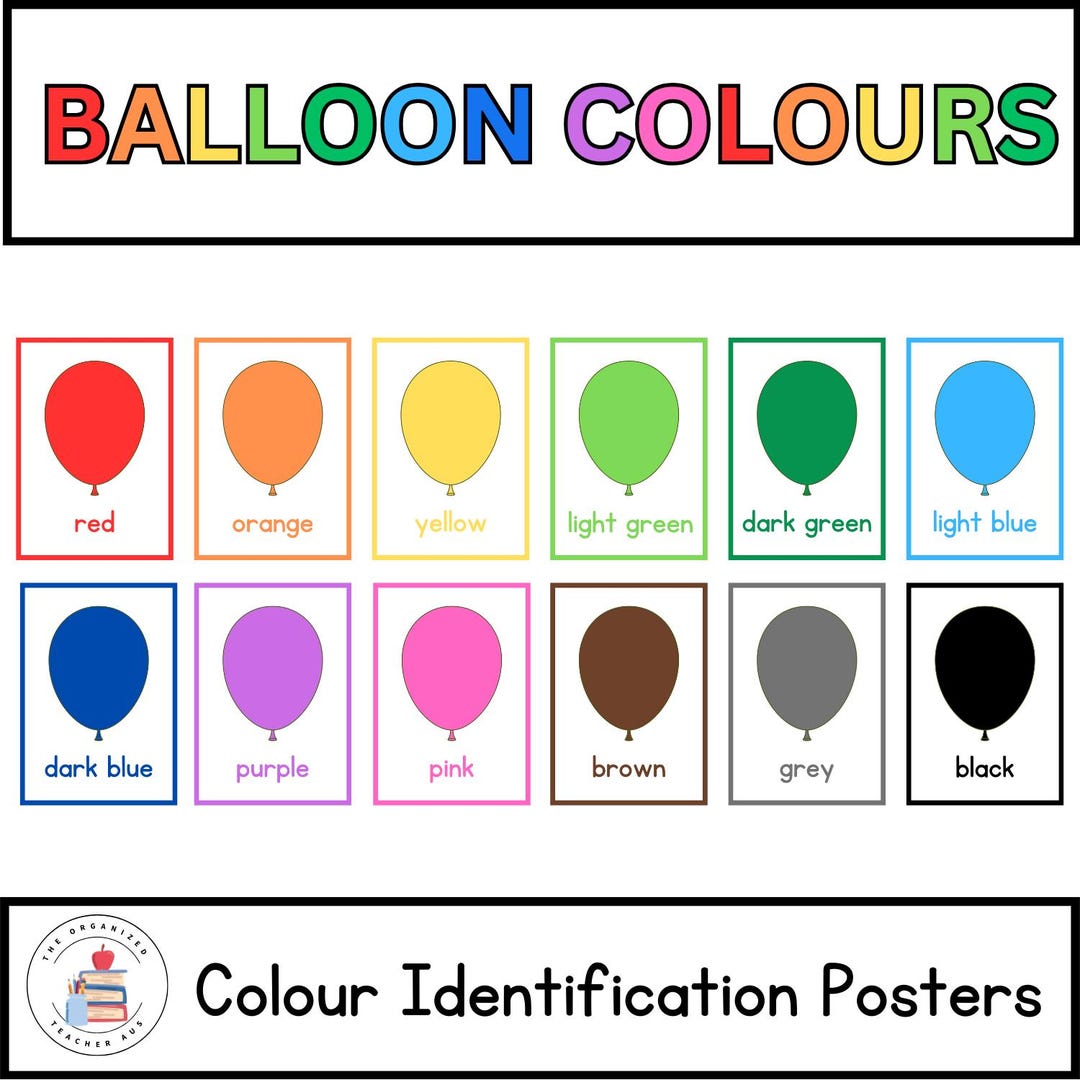 Balloon Themed Rainbow Colours / Colors Identification Posters | Bright ...