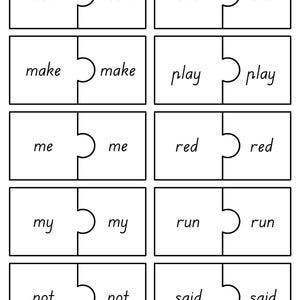 VIC Font | Editable Dolce Sight Word Match up Puzzles | Kindergarten ...