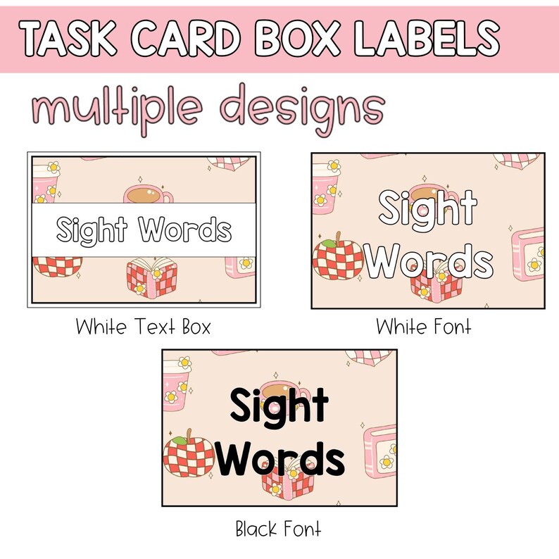 Editable Task Card Box Labels | Cozy Pink Picnics Themed Classroom ...