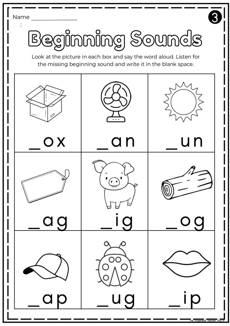 CVC Word | Beginning Sound Sort | Initial Sound Identify & Write ...