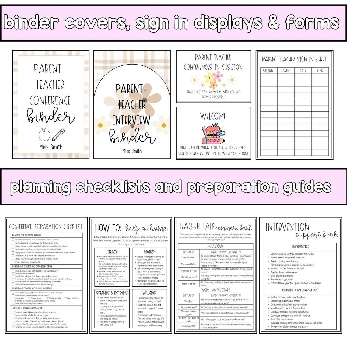 Editable Parent-teacher Conference Toolkit | Printable Forms, Templates ...