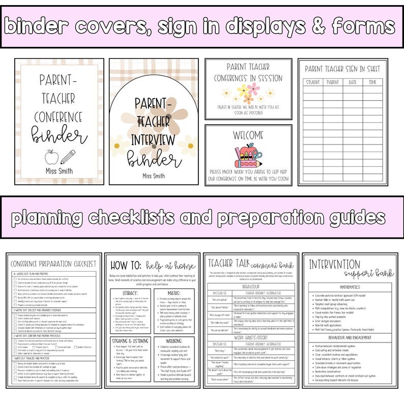 Editable Parent-teacher Conference Toolkit | Printable Forms, Templates ...