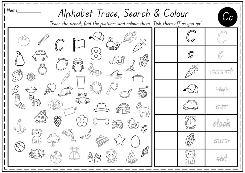 VIC Font | Alphabet Letter Recognition | Find, Trace and Colour | No ...